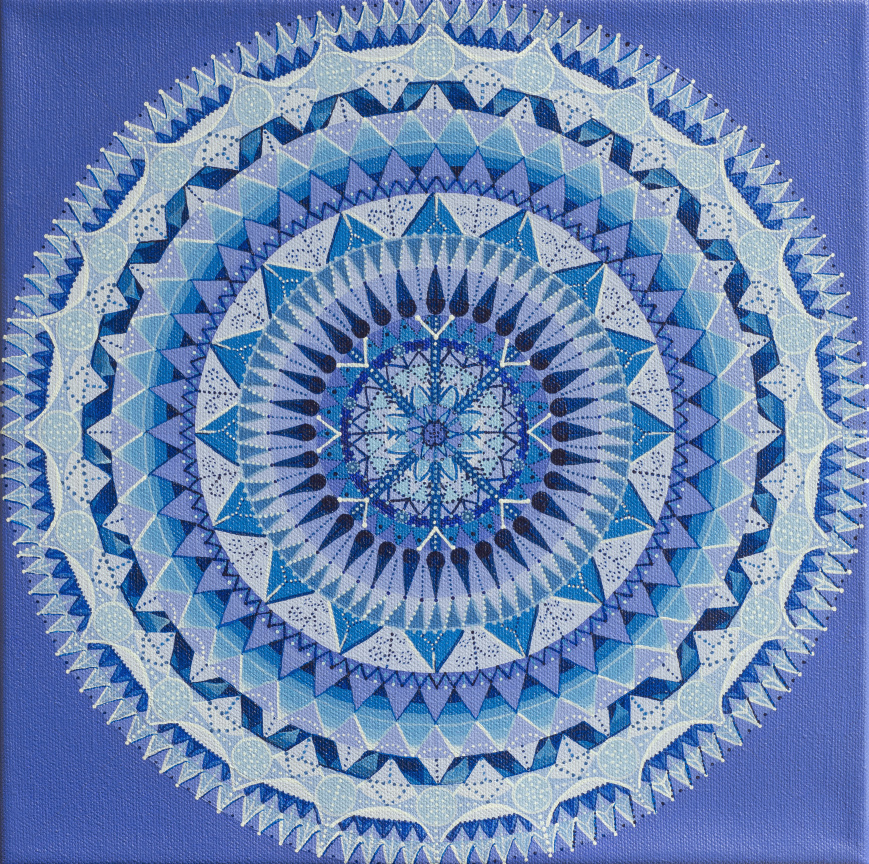 Original - Monochromatic Blue Ice Mandala - Chickadee Art Collective