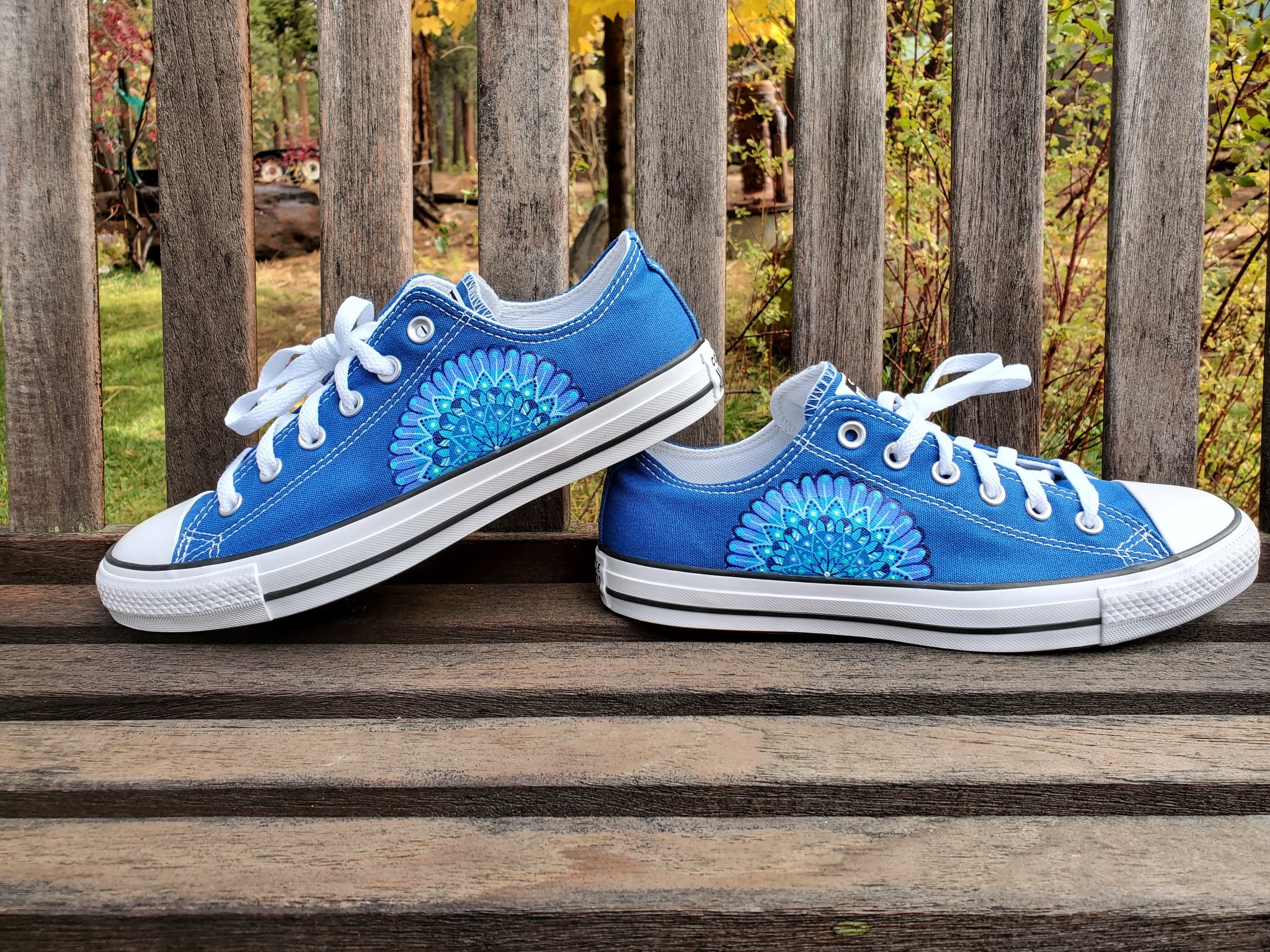 Mandala Converse - Blue - - Chickadee Art Collective