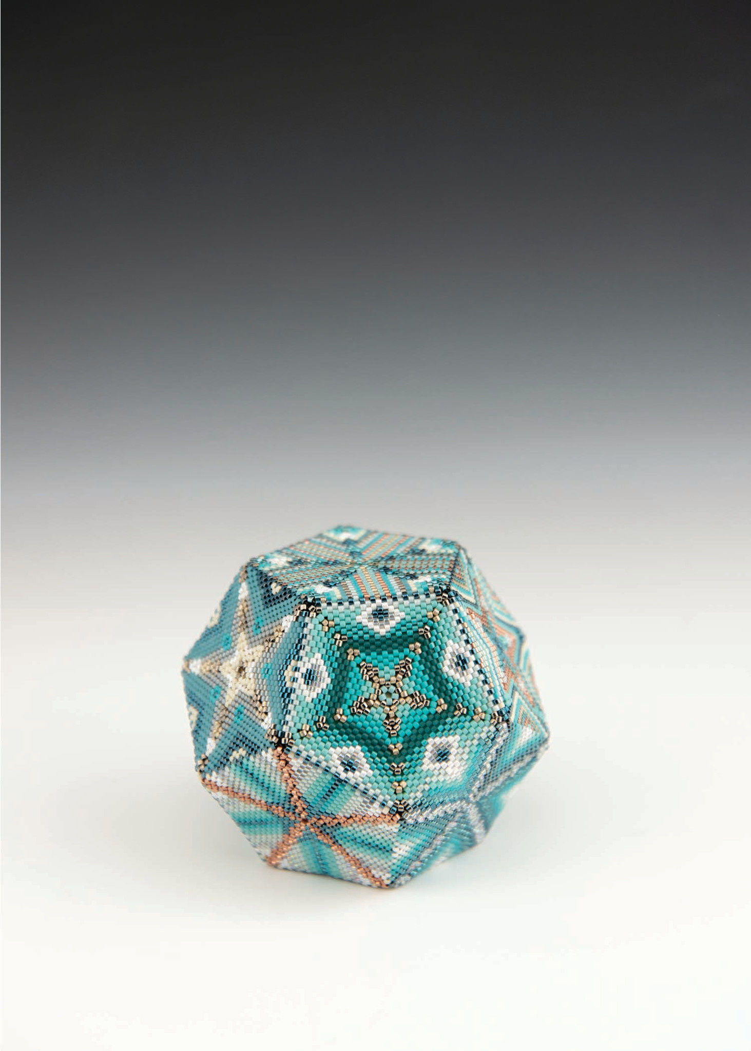 Beaded Dodecahedron - 12 sided geometric solid - Chickadee Art Collective