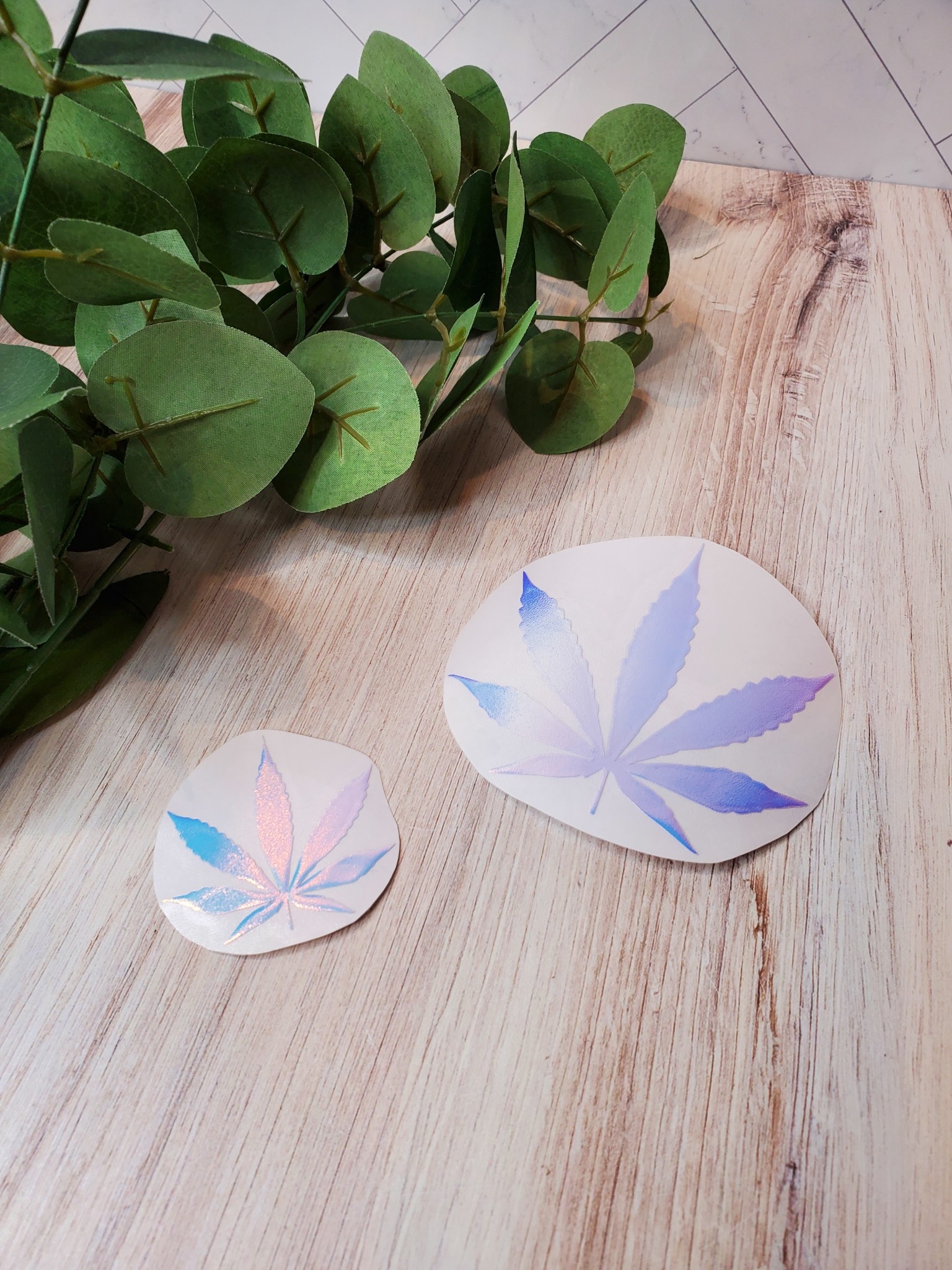 Holographic Pot Leaf Sticker - Small - Chickadee Art Collective