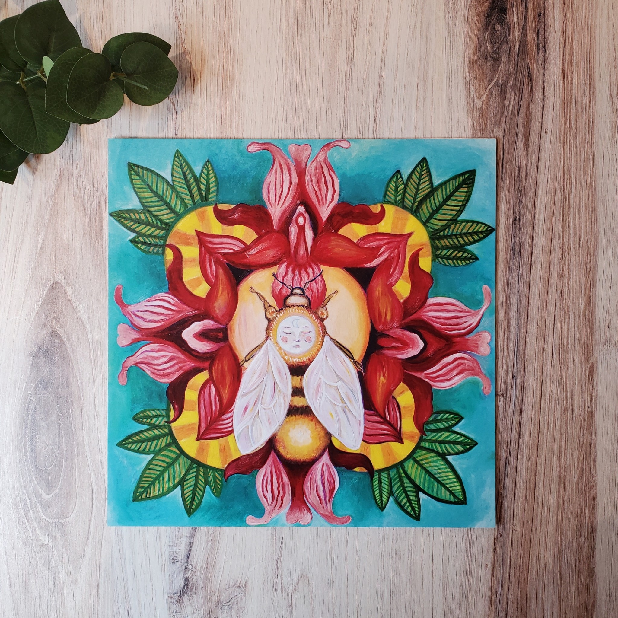 "Bee Mandala" - 10x10 - Chickadee Art Collective