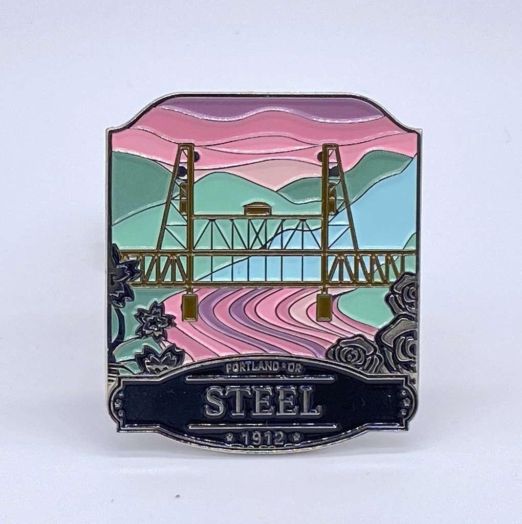 Steel Bridge Enamel Pin - Budd + Finn