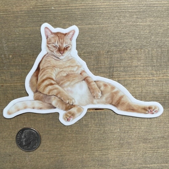 Snoozy Orange Tabby Cat Sticker - Budd + Finn