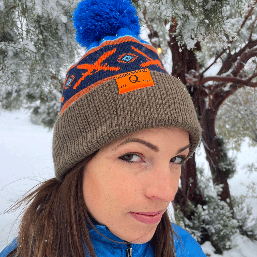 Quinn Knives HAT02 Blue & Orange Winter Beanie Pom Pom Hat - Quinn ...