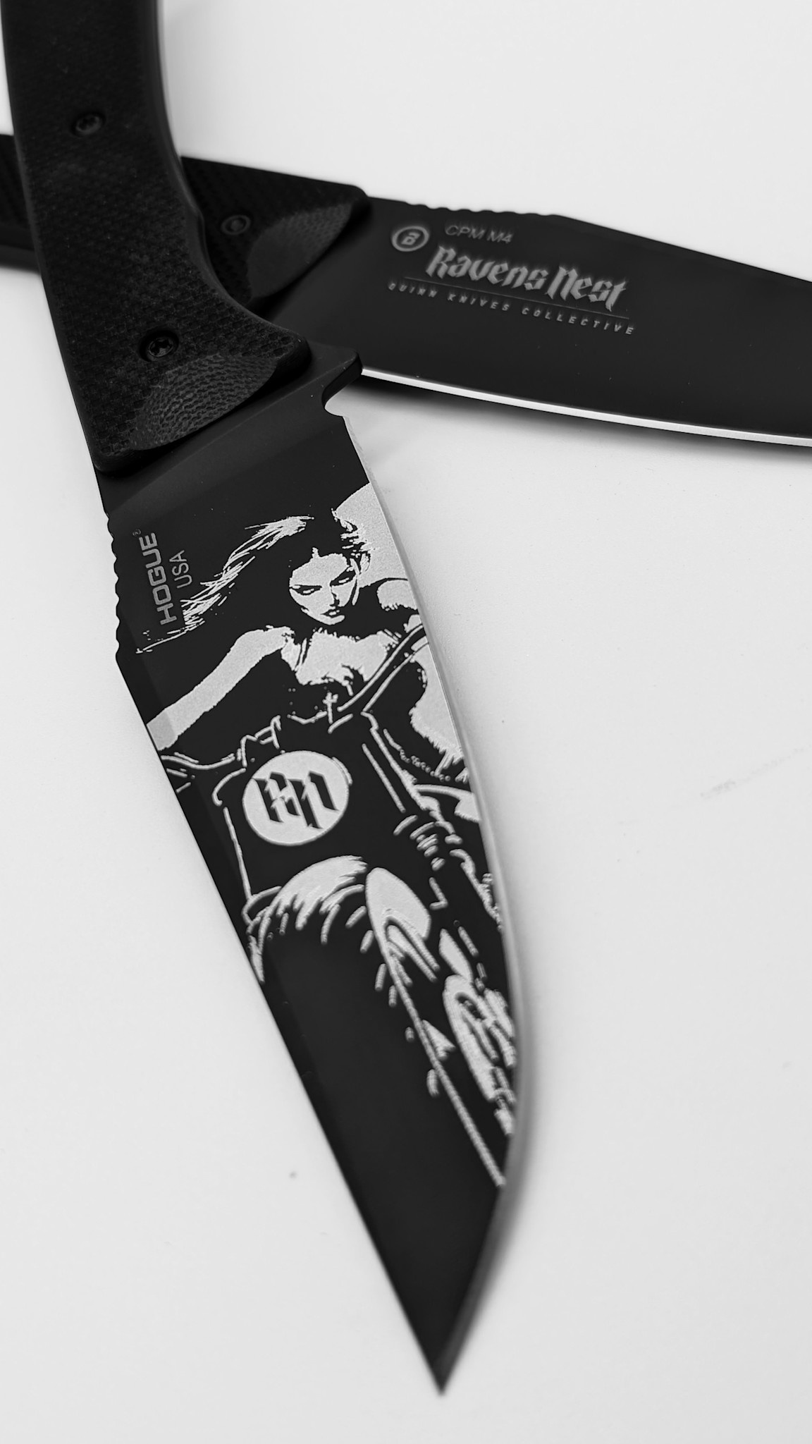 Hogue RN002 M4 & G10 Ravens Nest "Iron Wings" Edition ExTrak XL - Quinn Knives & Backcountry Goods