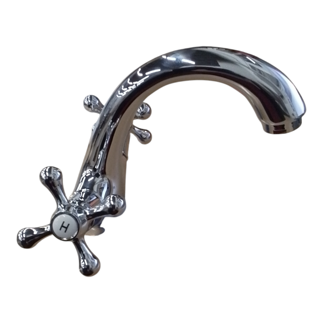 41280 Polished Chrome Dual Cross Handles Bathroom Faucet - Bud's Warehouse