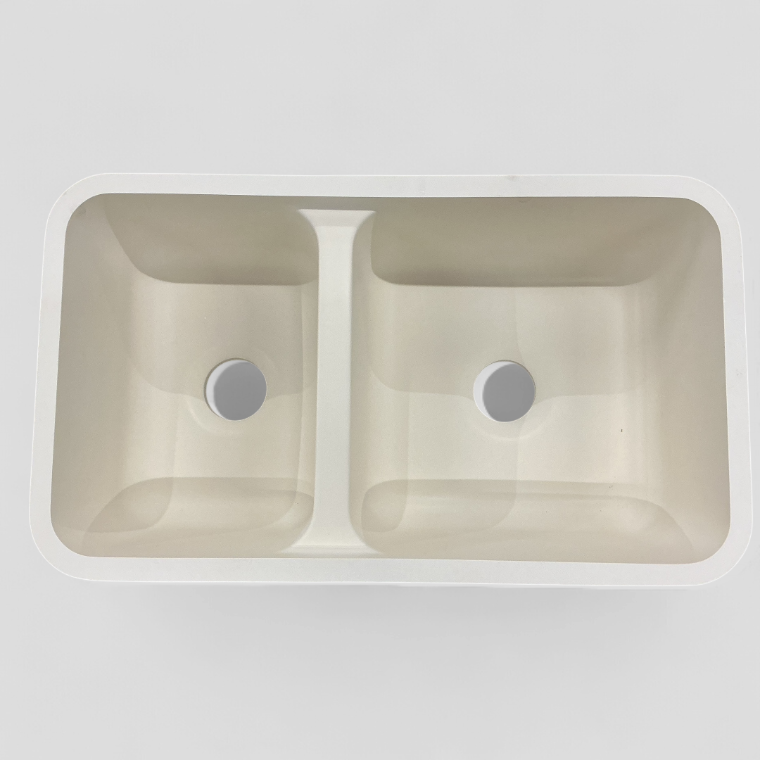 48171 Wilsonart Cream Offset Double Bowl Kitchen Sink - Bud's Warehouse