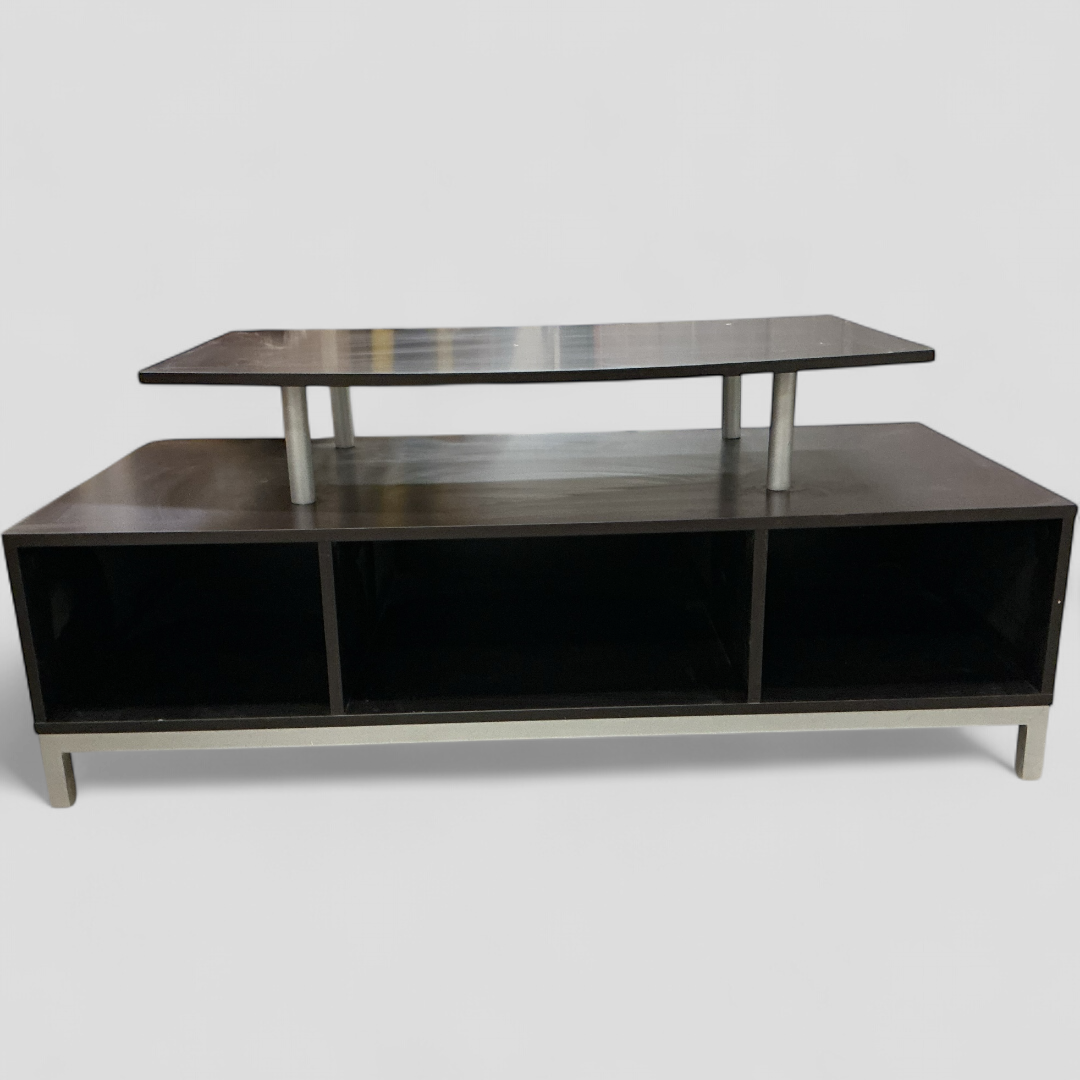 48355 Dark Brown 2 Tiered Media Console Table - Bud's Warehouse