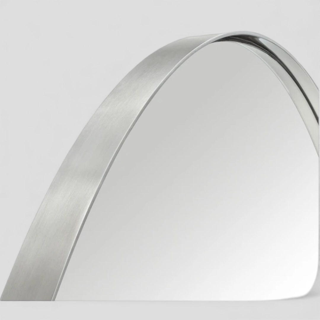 48881 Tehome Javell Framed Oval Brushed Nickel Mirror - Bud's Warehouse