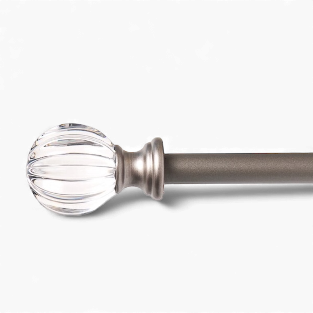 49519 Pewter Curtain Rod with Glass Ball Finials - Bud's Warehouse
