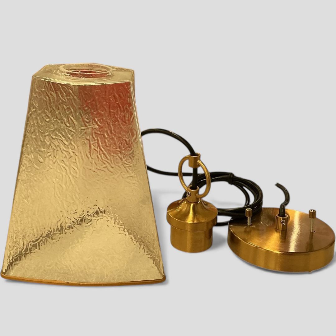 49610 Modern Gold/Textured Glass Hanging Light - Bud's Warehouse