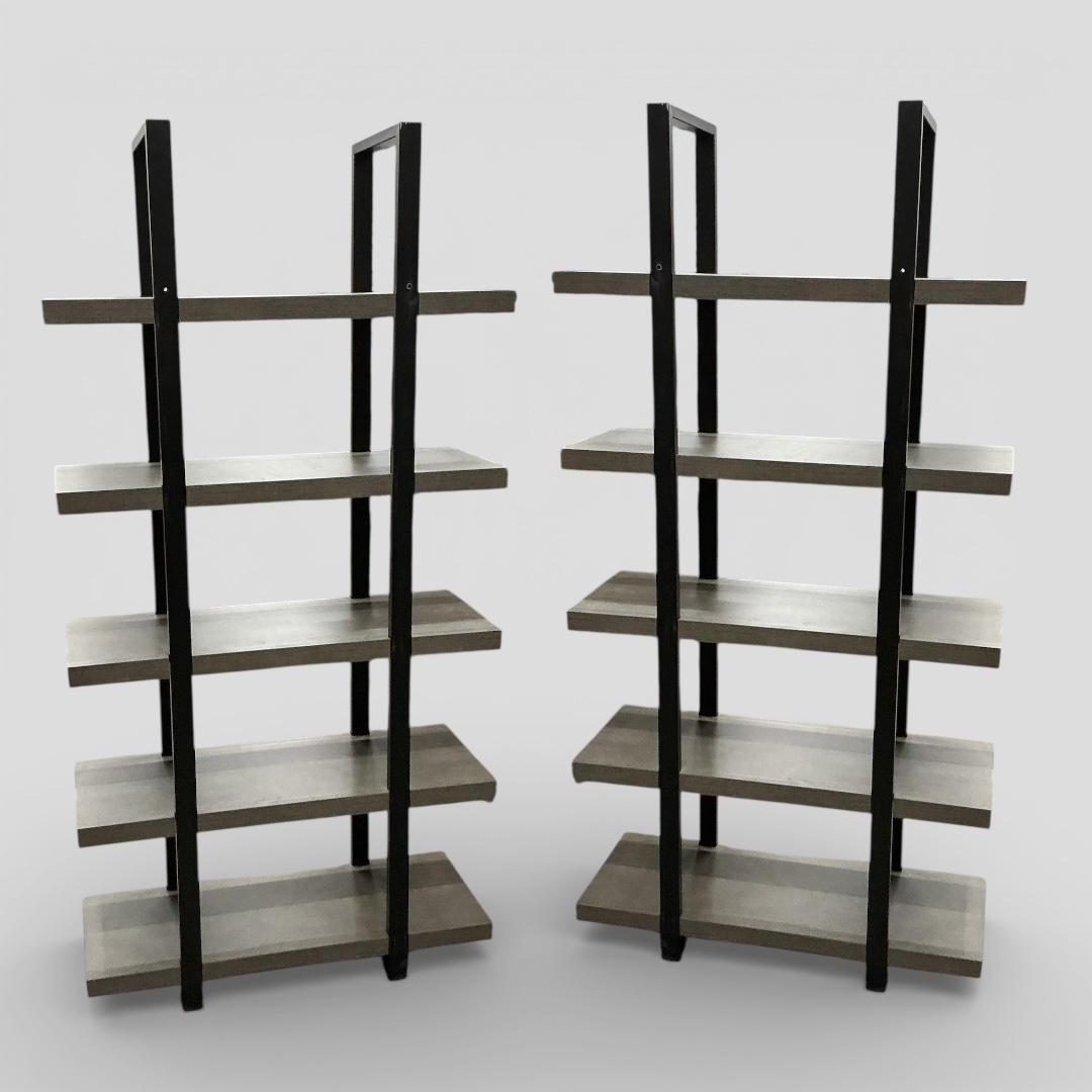 49793 Weathered Ash 5-Tier Shelves Set of 2 - Bud's Warehouse