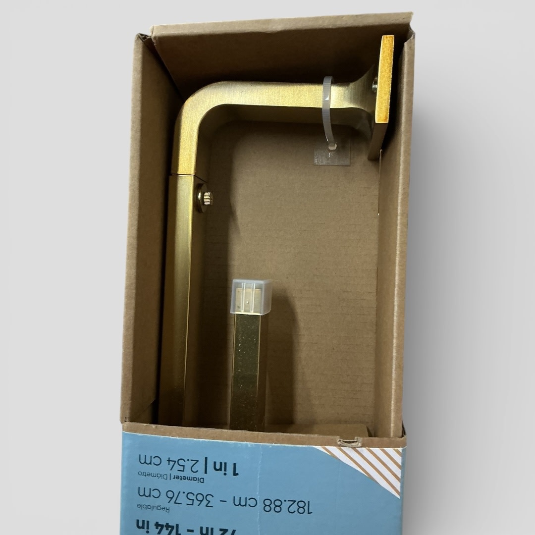 49804 Brushed Gold Round Corner Curtain Rod w/Finials - Bud's Warehouse