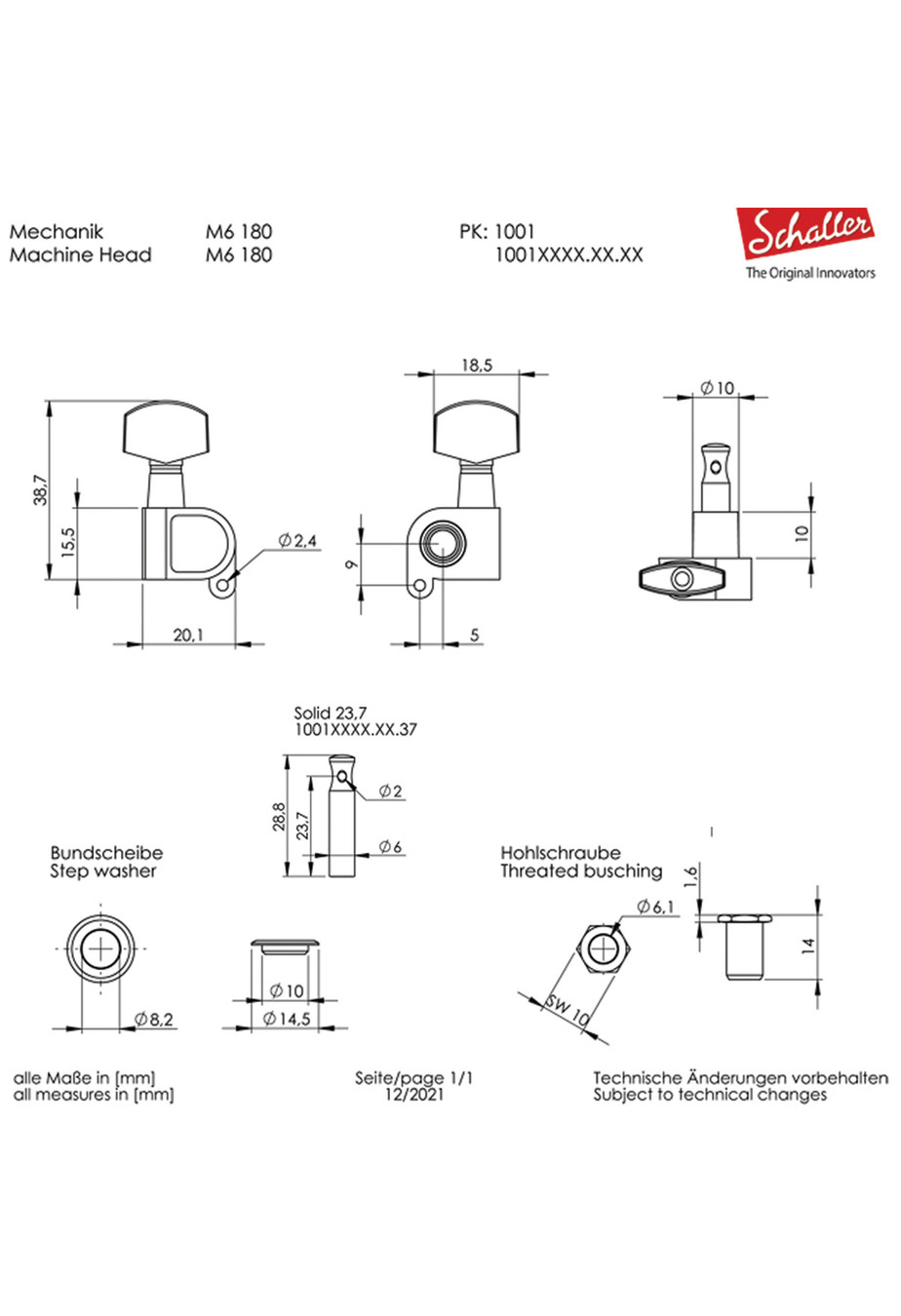 Schaller M6 Locking Tuner Set - Chrome - John Mann's Guitar Vault