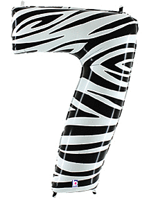 34" Number 7 Zebra Stripes - Valentina's Party World - Dulceria ...