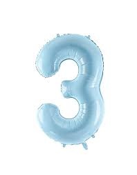 34" Number 3 Light Blue - Valentina's Party World - Dulceria ...