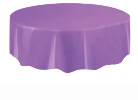 Pretty Purple Solid Round Plastic Table Cover 84" - Valentina's Party ...