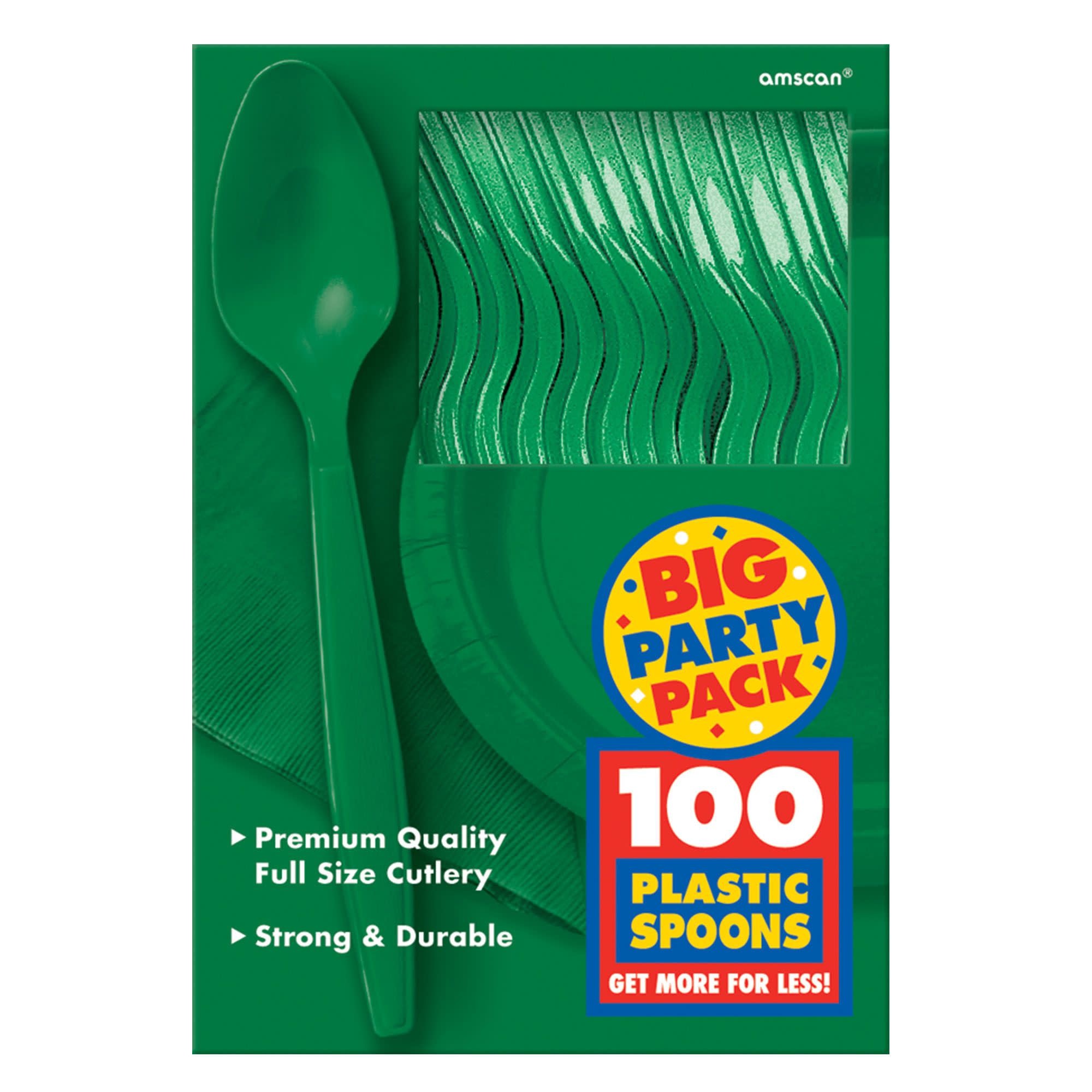 Big Party Pack Plastic Spoons - Festive Green - Valentina's Party World ...