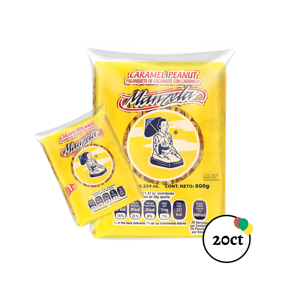 Manzela Pepitoria Caramel Peanut Bars 20ct - Valentina's Party World ...