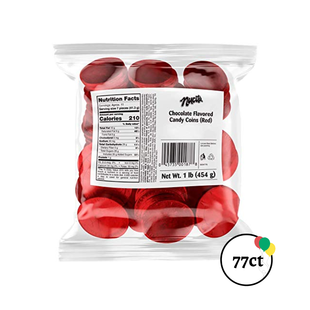 Nucita Chocolate Candy Coins Red - Valentina's Party World - Dulceria ...