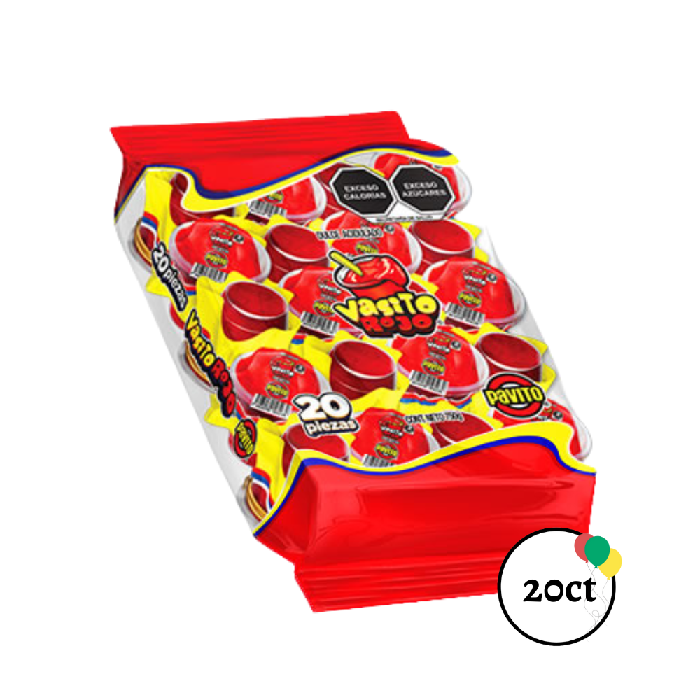 Pavito Vasito 20ct Rojo - Valentina's Party World - Dulceria ...