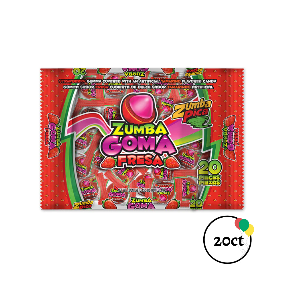 Zumba Goma 20ct Fresa - Valentina's Party World - Dulceria ...