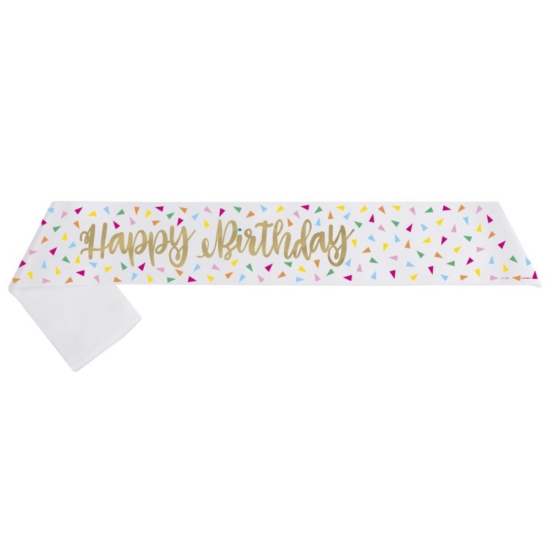 Gold Foil Stamped "Happy Birthday" Sash - Valentina's Party World ...