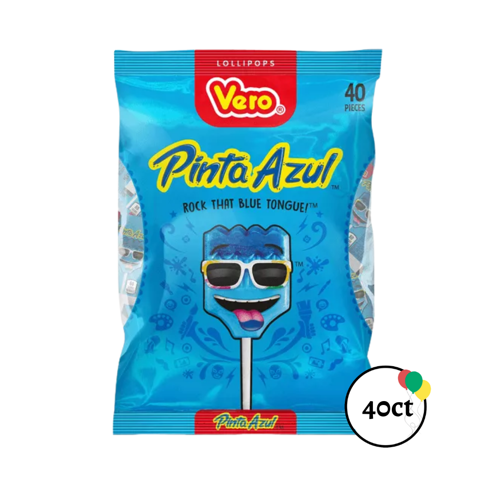 Vero Pinta Azul Lollipops 40ct - Valentina's Party World - Dulceria ...