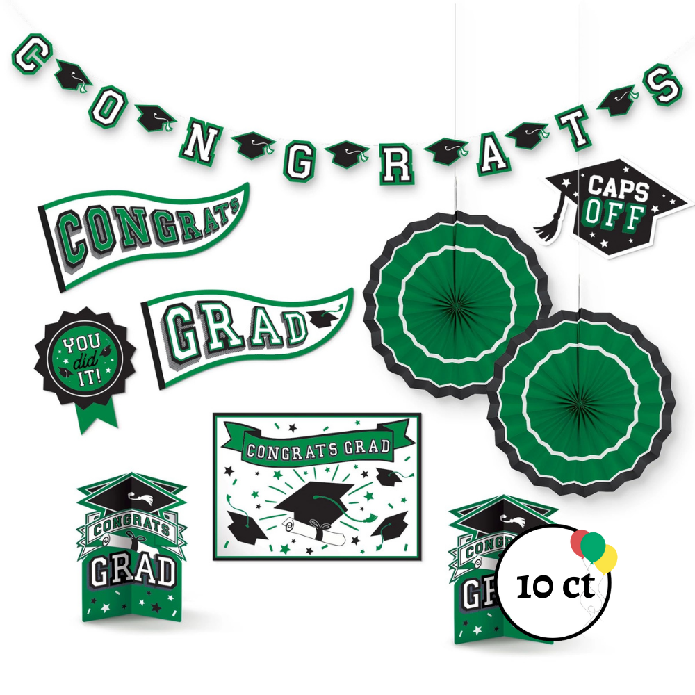 Graduation Room Decorating Kit - Green - Valentina's Party World ...