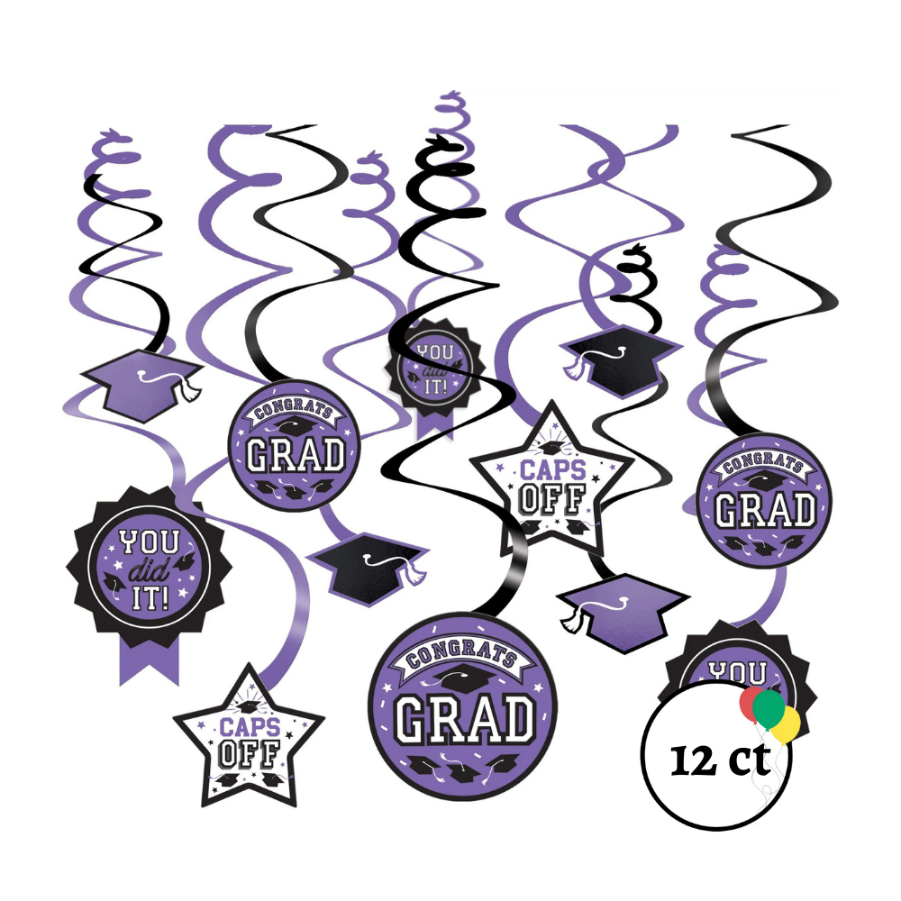 Graduation Swirl Decorations - Purple - Valentina's Party World ...