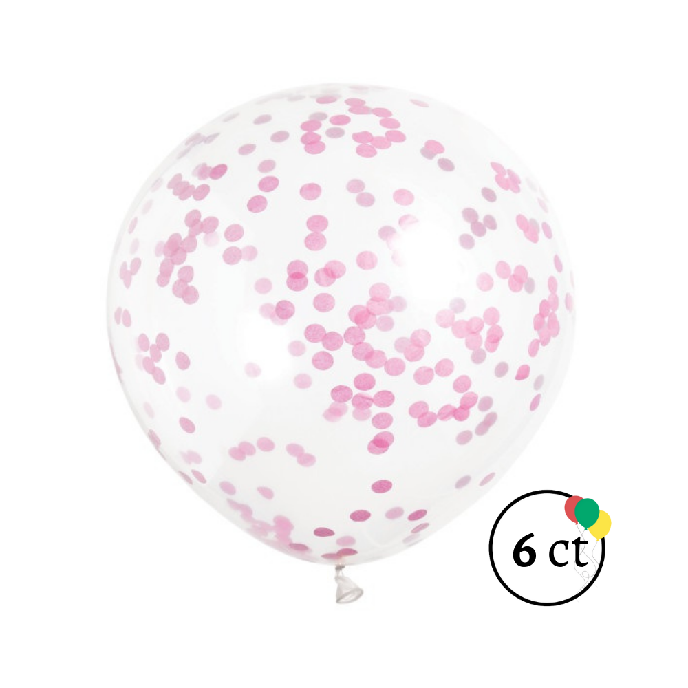Hot Pink Confetti Balloon 6ct - Valentina's Party World - Dulceria ...