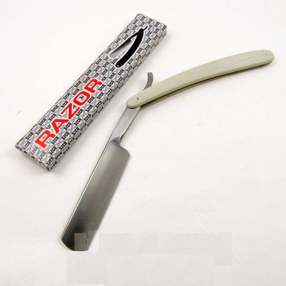 SZCO Straight Razor White Plastic Low Cost Barber Shaving Folding Knife ...