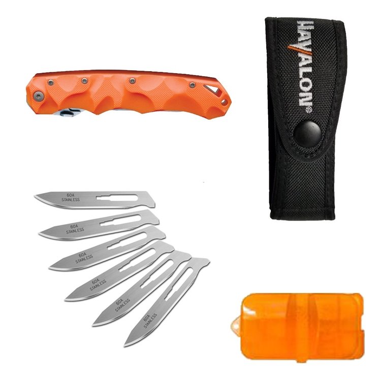 Havalon Knives Piranta Stag Replaceable Blade Knife with 12 Blades ...