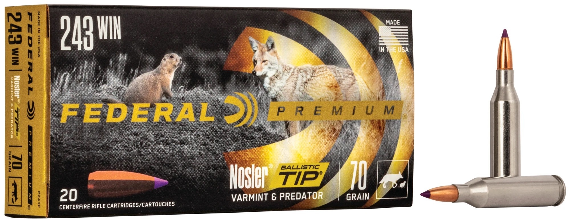 Federal Premium 243 Win 70 Grain Nosler Ballistic Tip - Outdoor Essentials