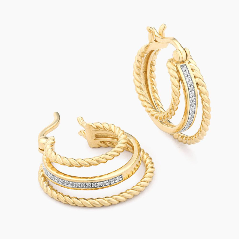 Unite Triple Hoop Earrings 14kt Gold Plated - The Beach Nut