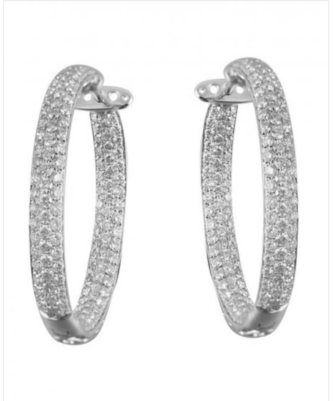 18kW 3.71ctw Pave' Diamond Hoops - Beyond Measure Jewelers