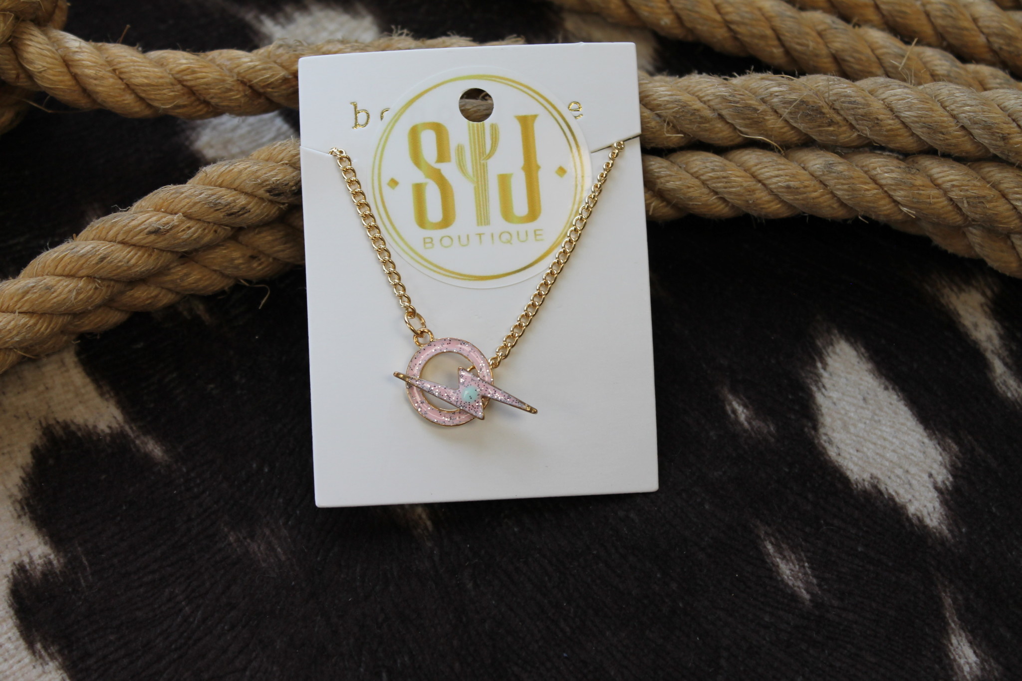 Pink Lighting Bolt Necklace - Sara Jane Boutique