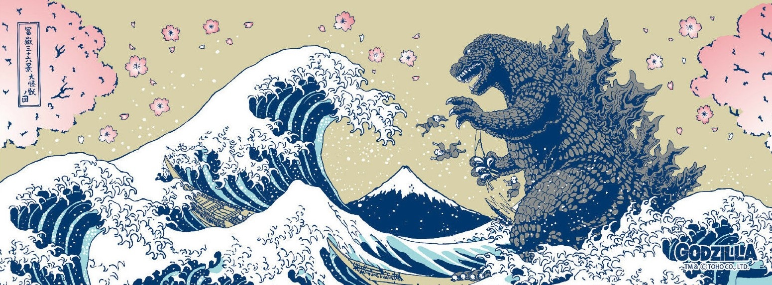 Tenugui - 36 Views of Tometake Large Monsters (Sakura) - Matcha Time ...