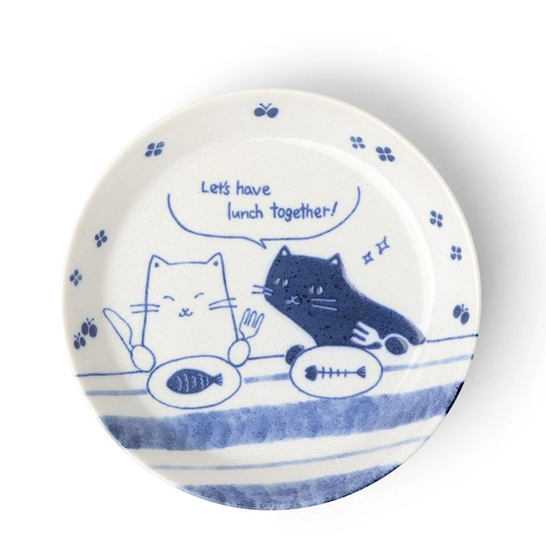 Plate - Lunch Date Cats 5-1/2" - J6574 - Matcha Time Gift Shop