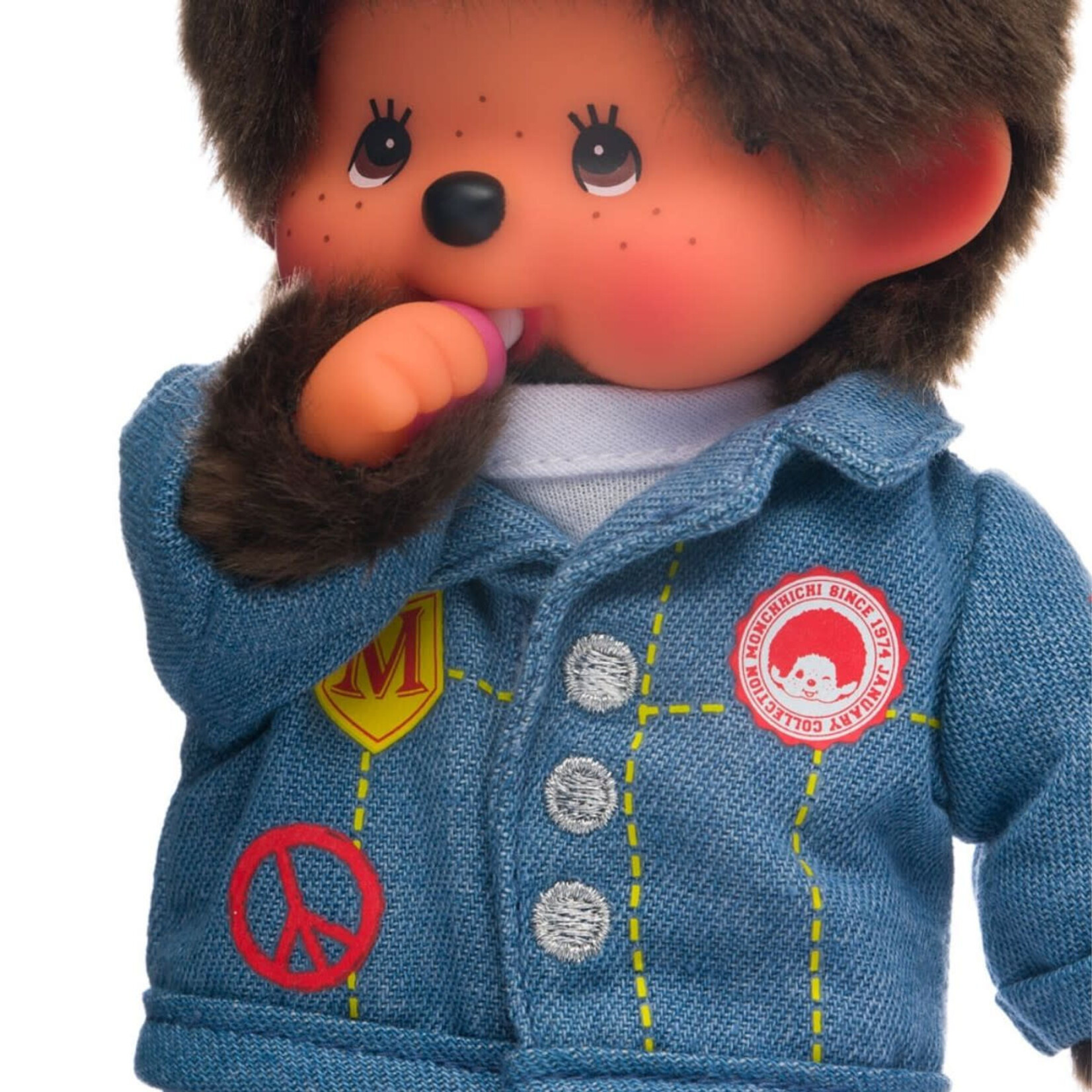 Monchhichi Boy in a DENIM Jacket 8" Plush - Matcha Time Gift Shop