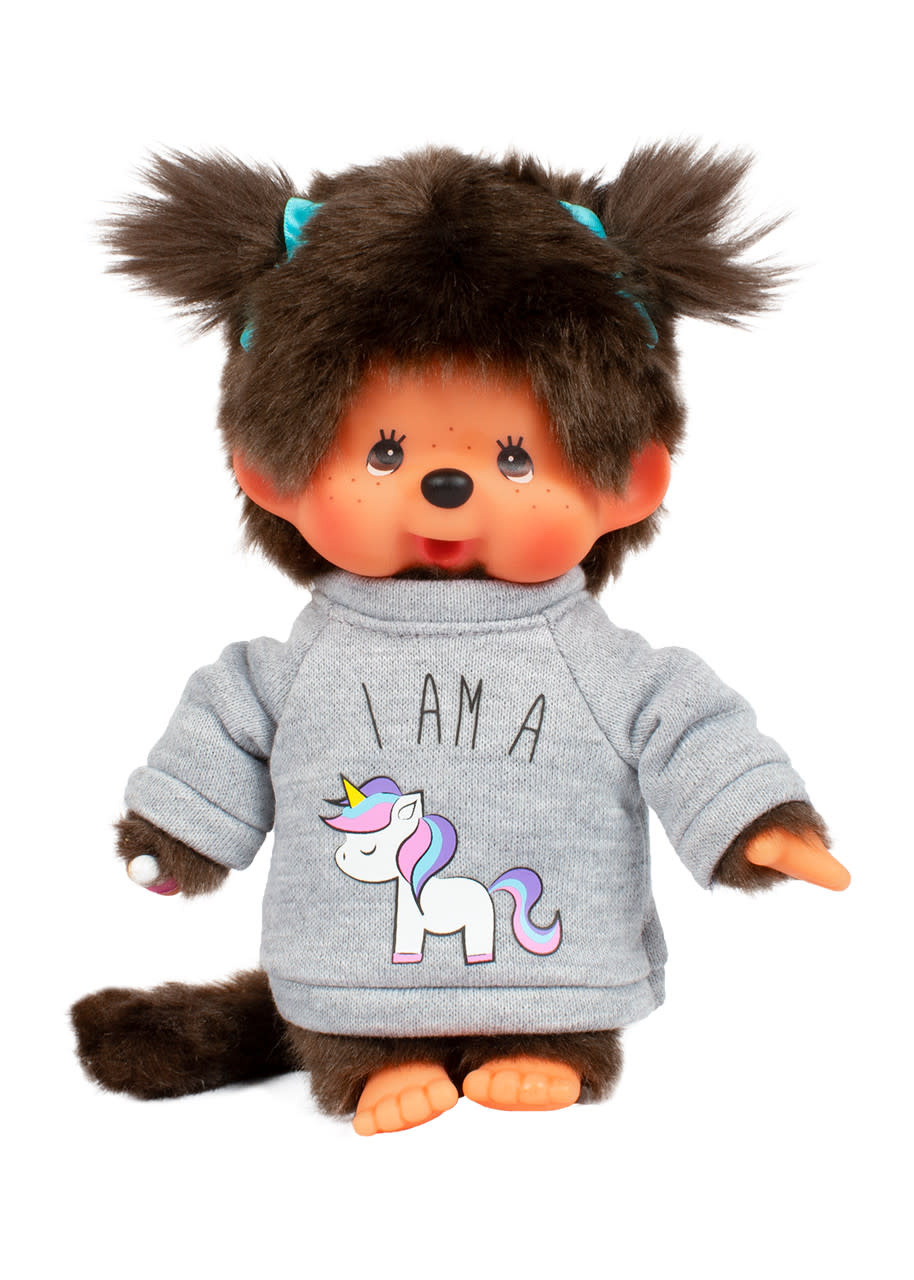 Monchhichi Girl w/ Unicorn Sweater 8" Plush Toy - Matcha Time Gift Shop