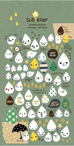 Rain Drop Stickers - 01034 - Matcha Time Gift Shop