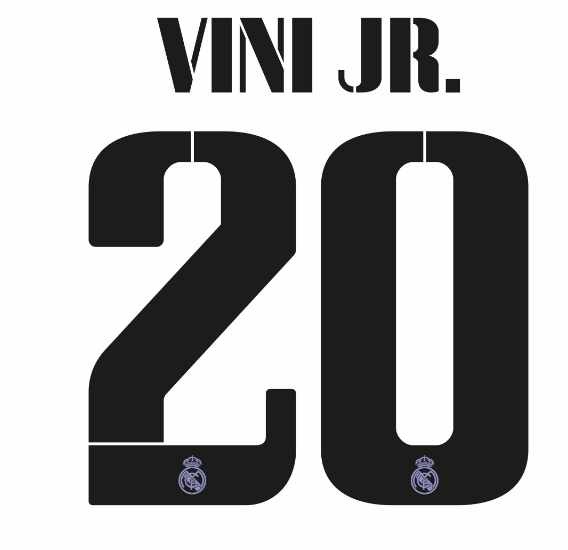Vini Jr. # 20 Real Madrid 22/23 YOUTH Home / Away Nameset - Soccerium