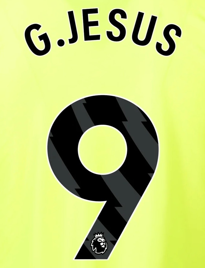 G. Jesus # 9 Arsenal 23/24 Away Nameset - Black - Soccerium