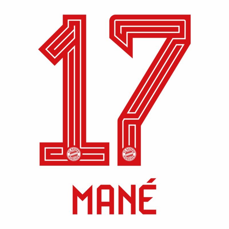 Mane # 17 Bayern Munich 23/24 Home Nameset / Red - Soccerium