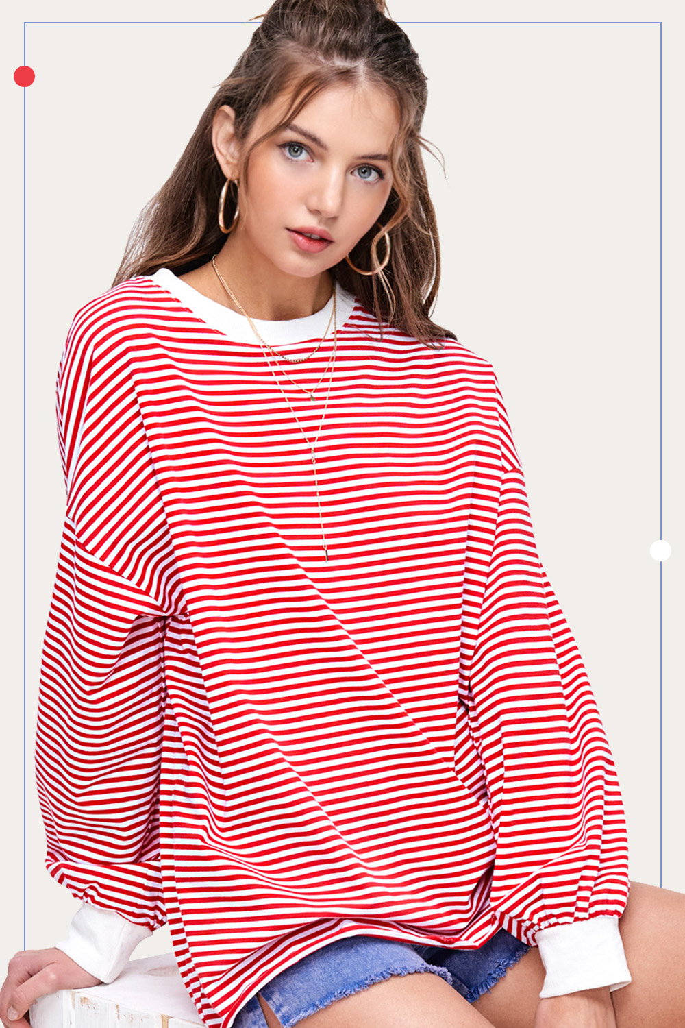 Oversized Striped Long Sleeve Pullover Top - Miss Daisy's Oversized Striped Long Sleeve Pullover Top - Miss Daisy's
