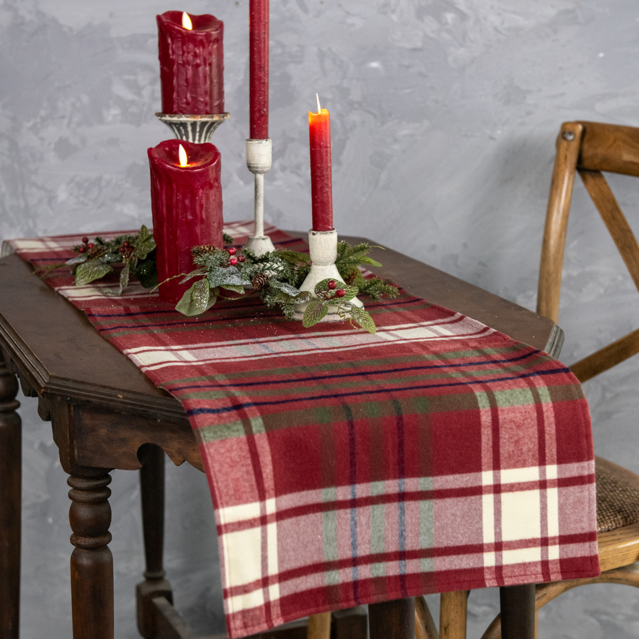 Red Plaid Table Runner 48