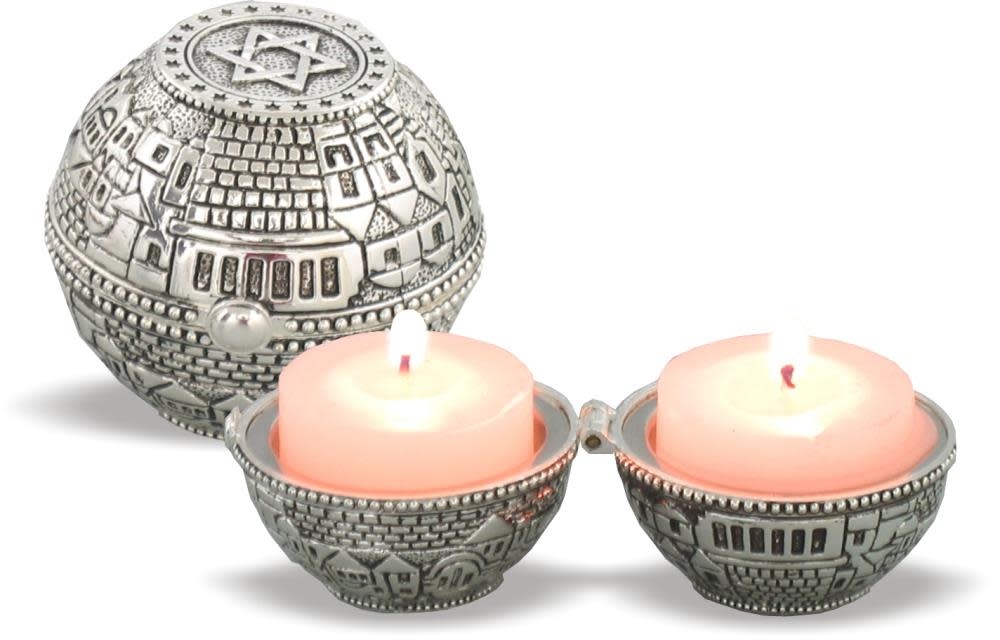 CANDLESTICKS TRAVEL JERUSALEM BALL - Aspaclaria Judaica