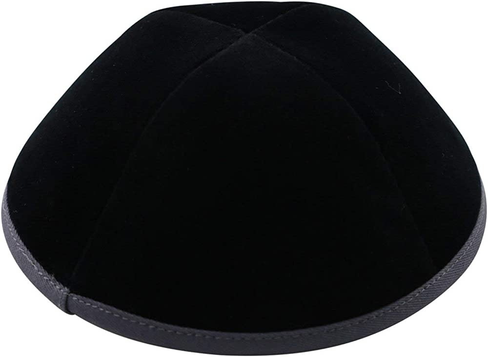 KIPPAH VELVET BLACK FLAT TOP WITH RIM - Aspaclaria Judaica