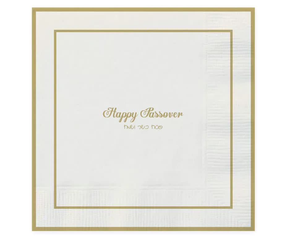 PASSOVER NAPKINS GOLD BORDER - Aspaclaria Judaica